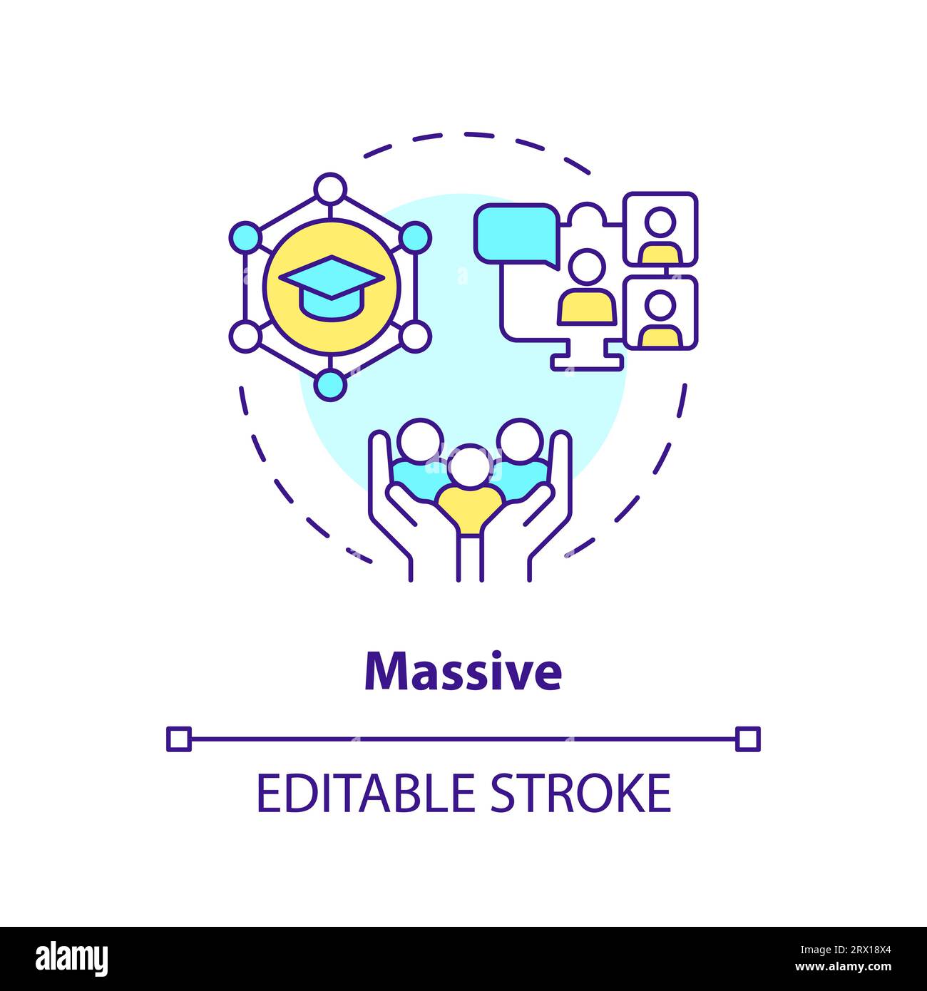 2d Customizable Colorful Thin Linear Icon Massive Concept Stock Vector