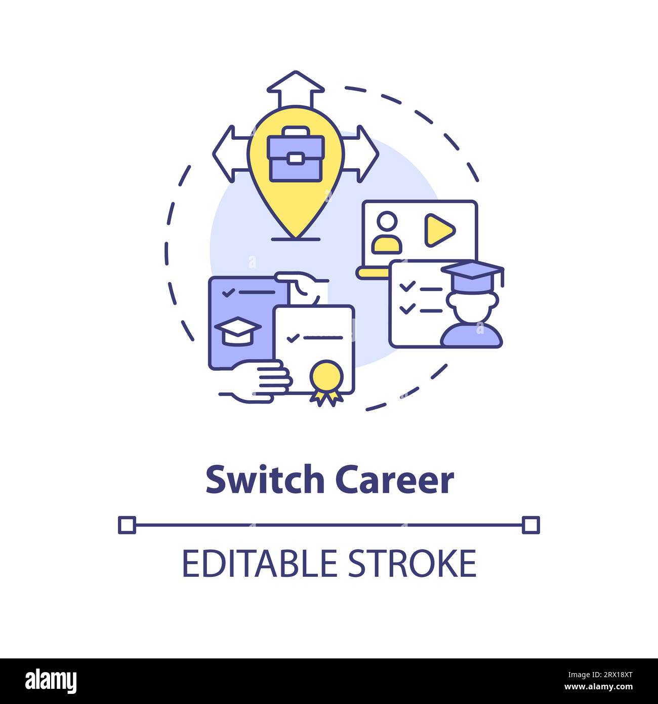 2D customizable colorful linear switch career icon concept Stock Vector ...