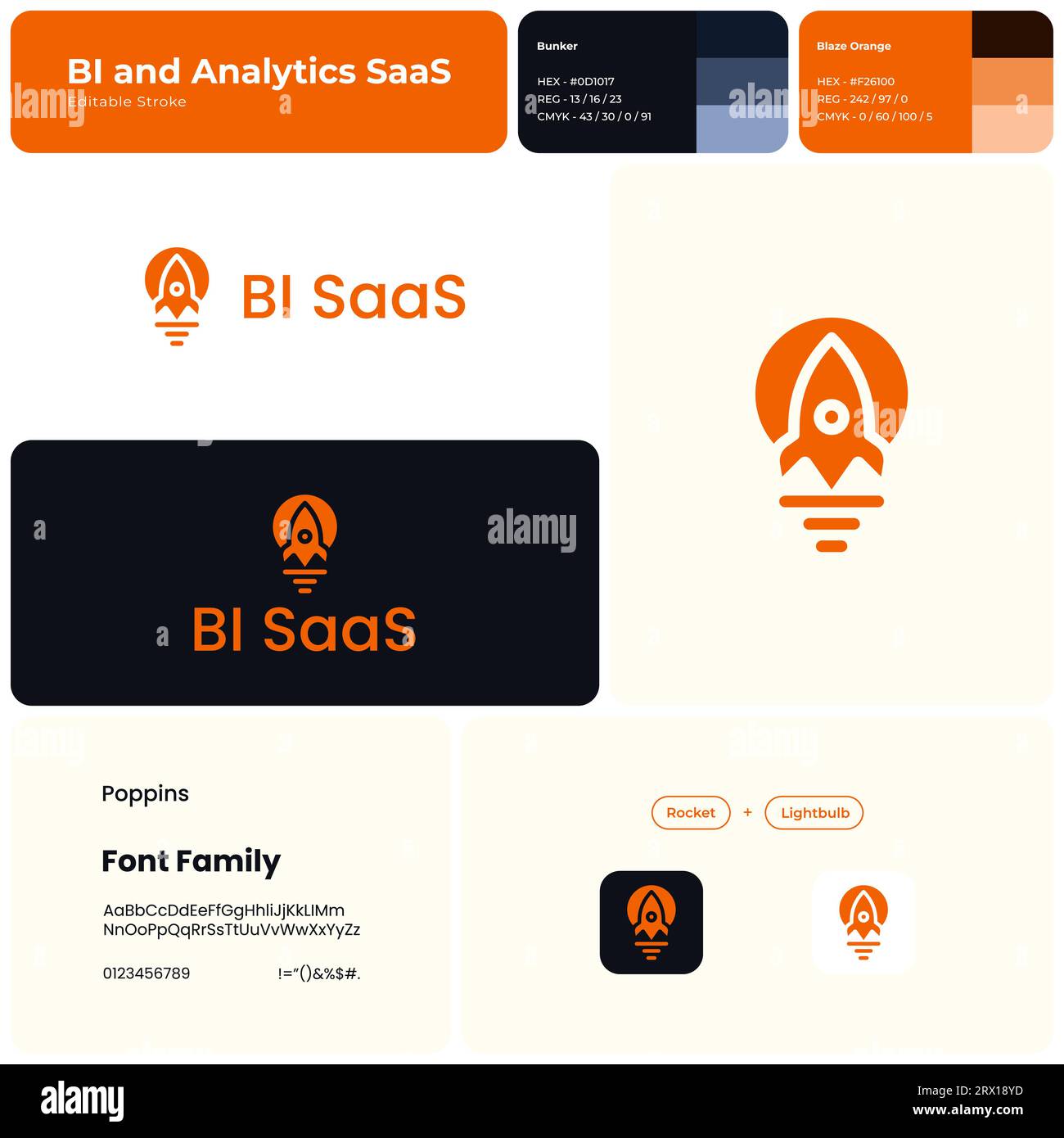 2D BI and analytics SaaS brand template with unique logo Stock Vector ...