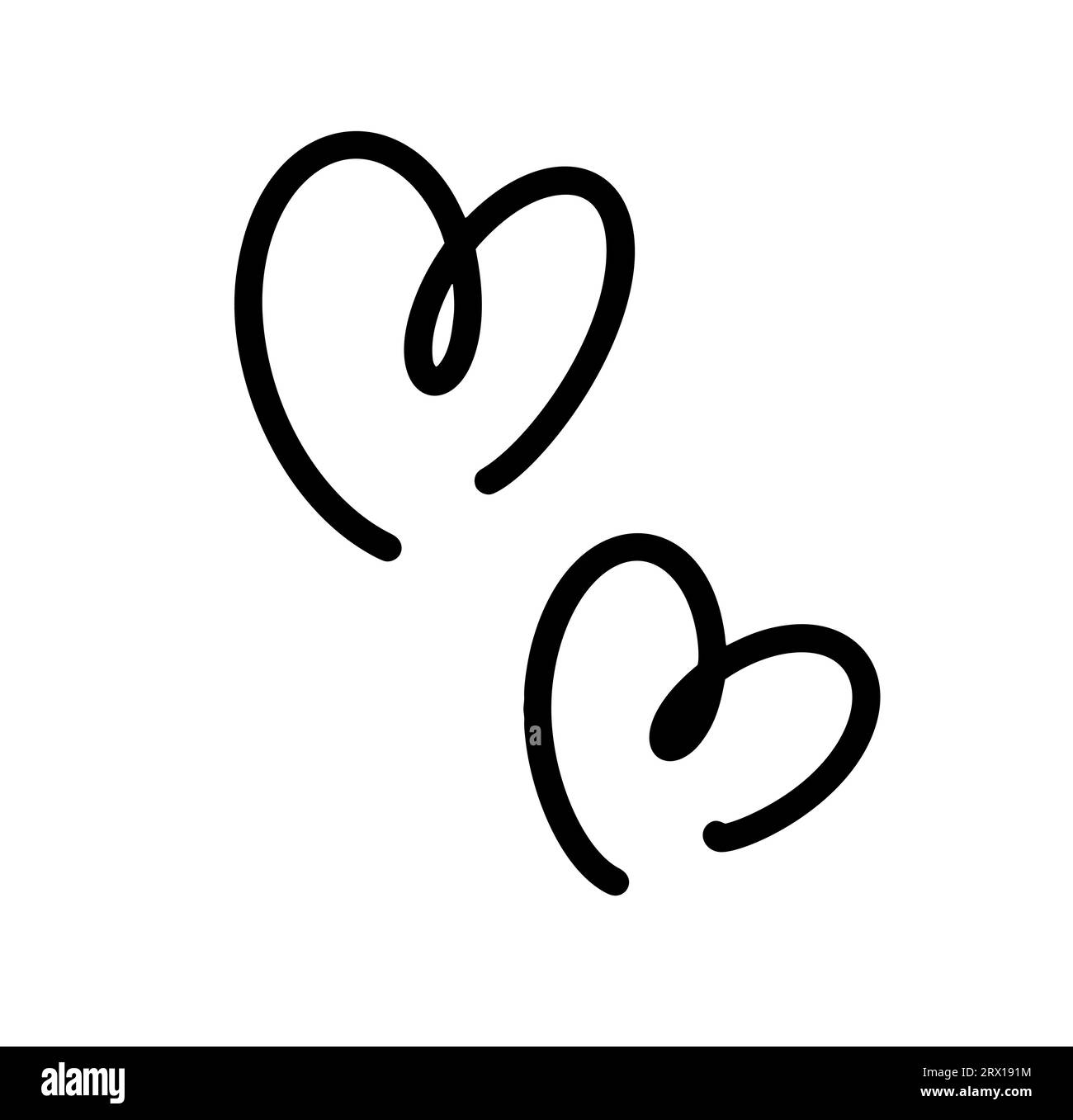 Childish hand drawn black heart symbols line art vector design. Pattern ...