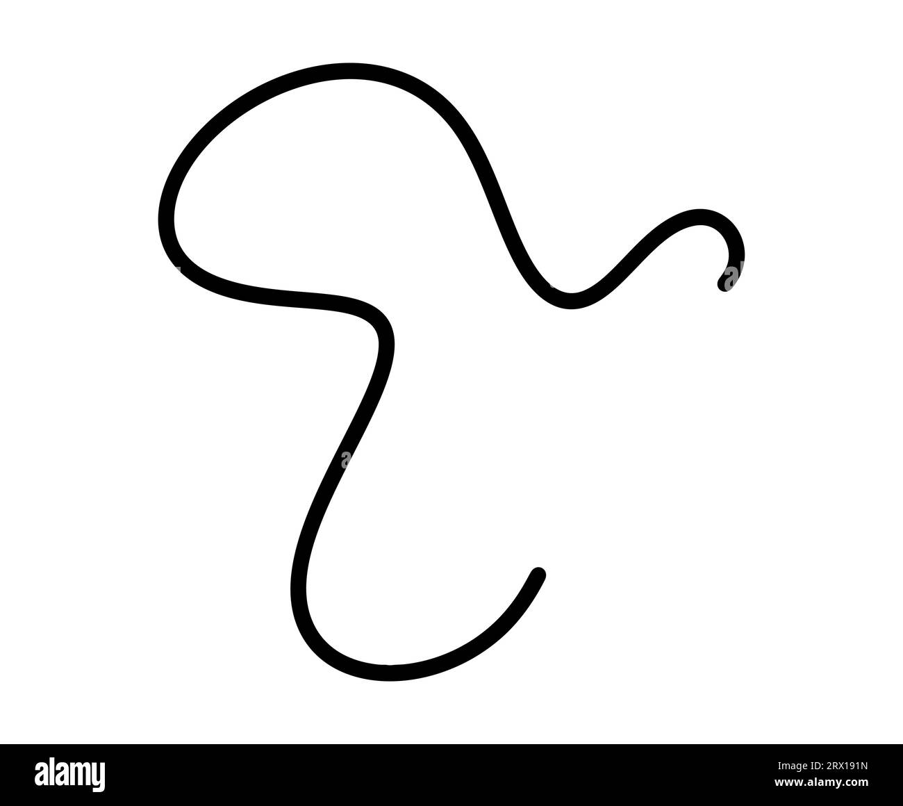 Black hand drawn curved swirled abstract line. Scribble curly brush ...