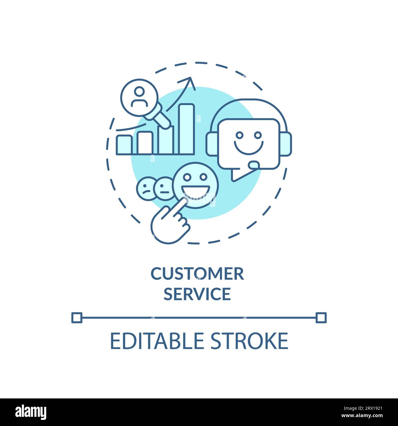 2D blue thin linear customer service icon concept Stock Vector Image ...