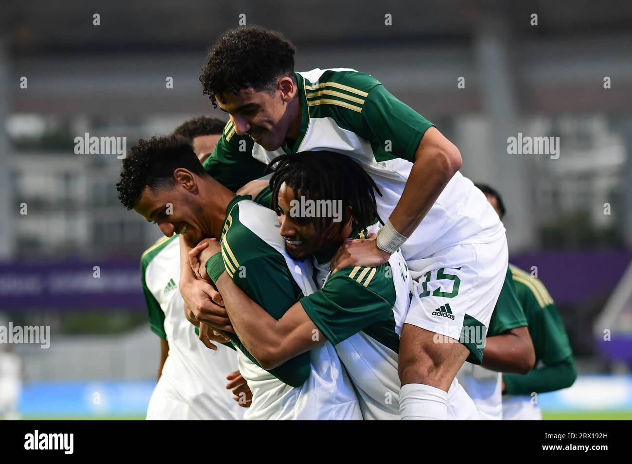 Hangzhou, China. 21st Sep, 2023. Saudi Arabia men football team players ...