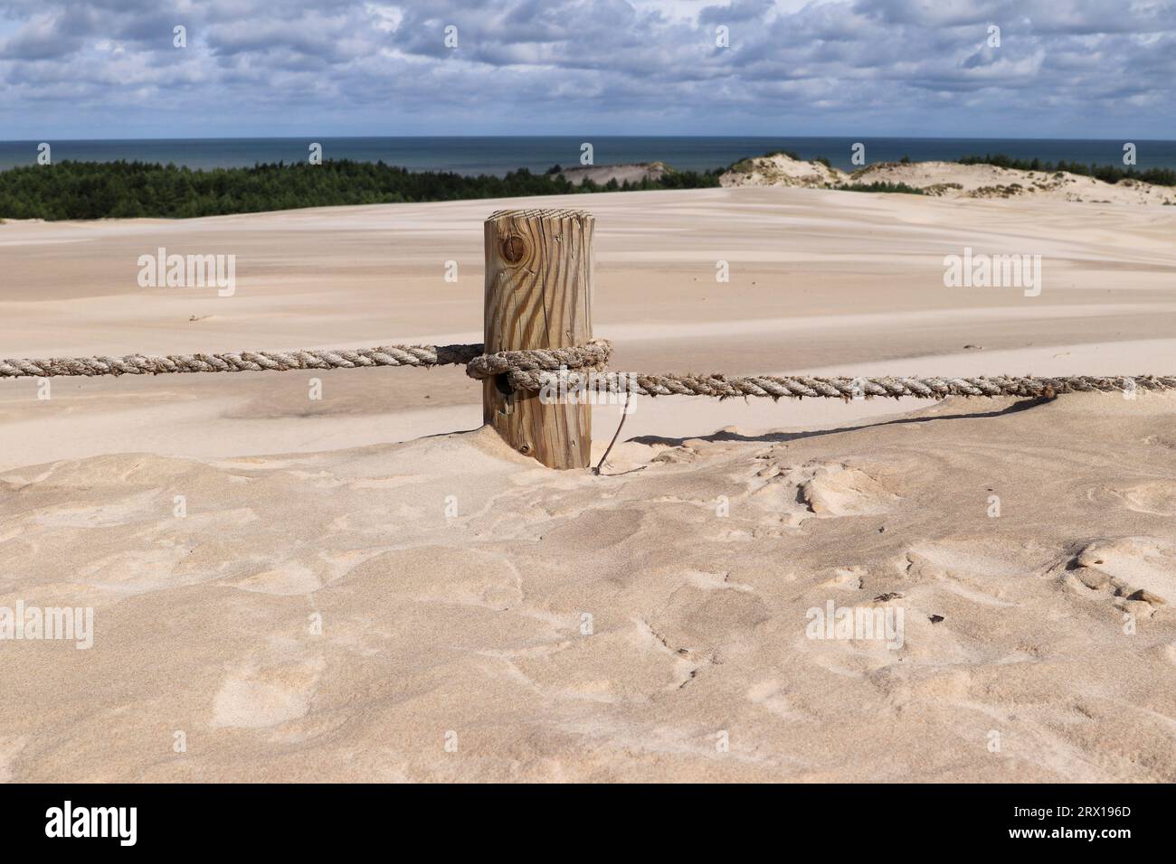 Pillar covered in sand on the hiking trail through the Lacka gora dune ...
