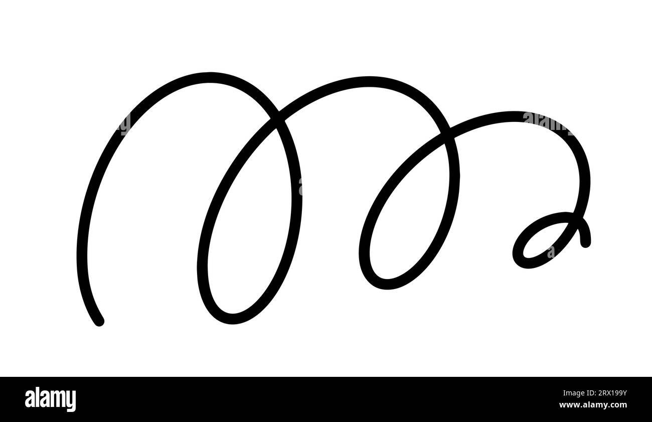 Black hand drawn curved swirled abstract line. Scribble curly brush ...