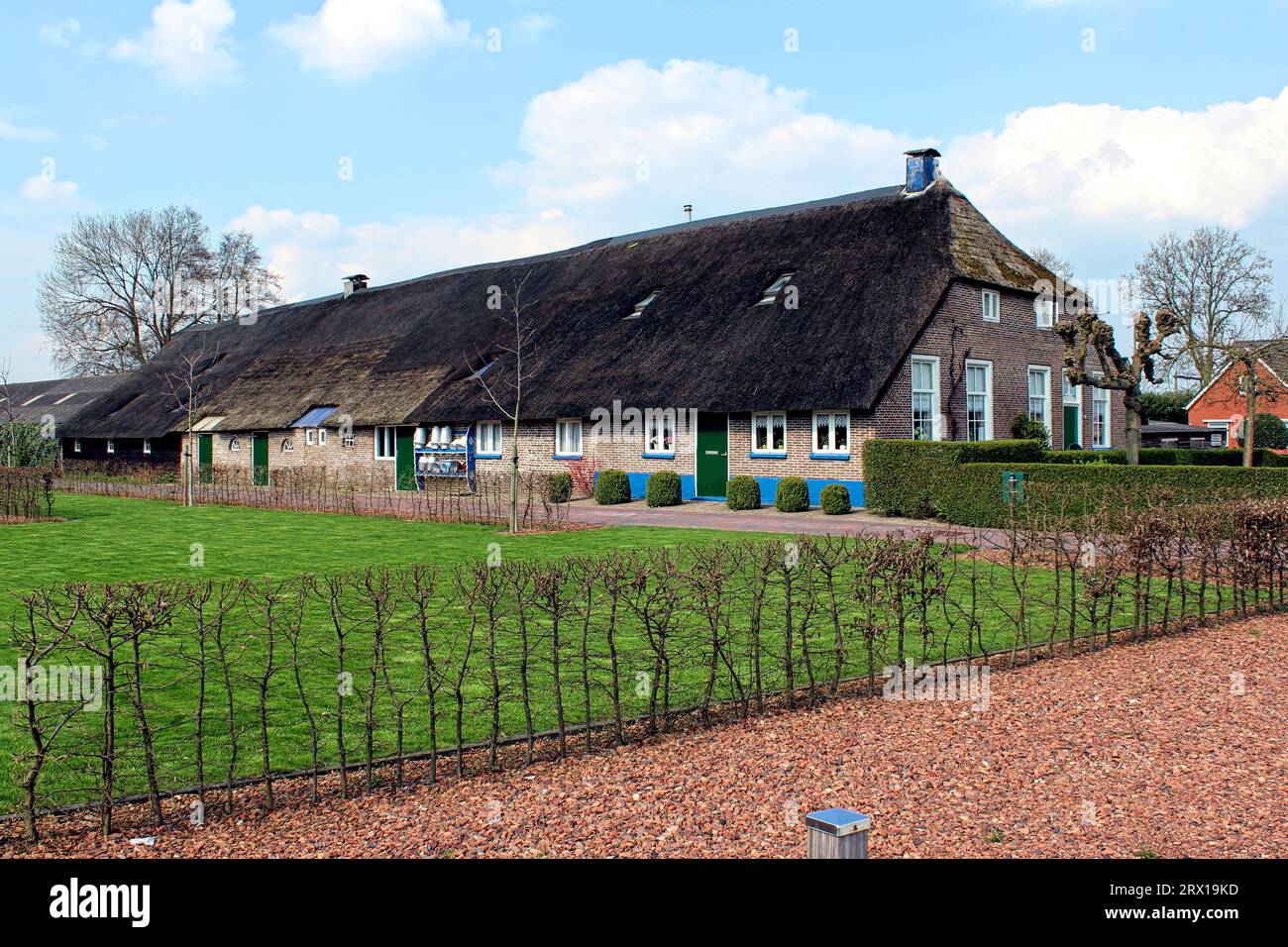 Staphorst, Netherlands. Typical farm house painted in traditional ...