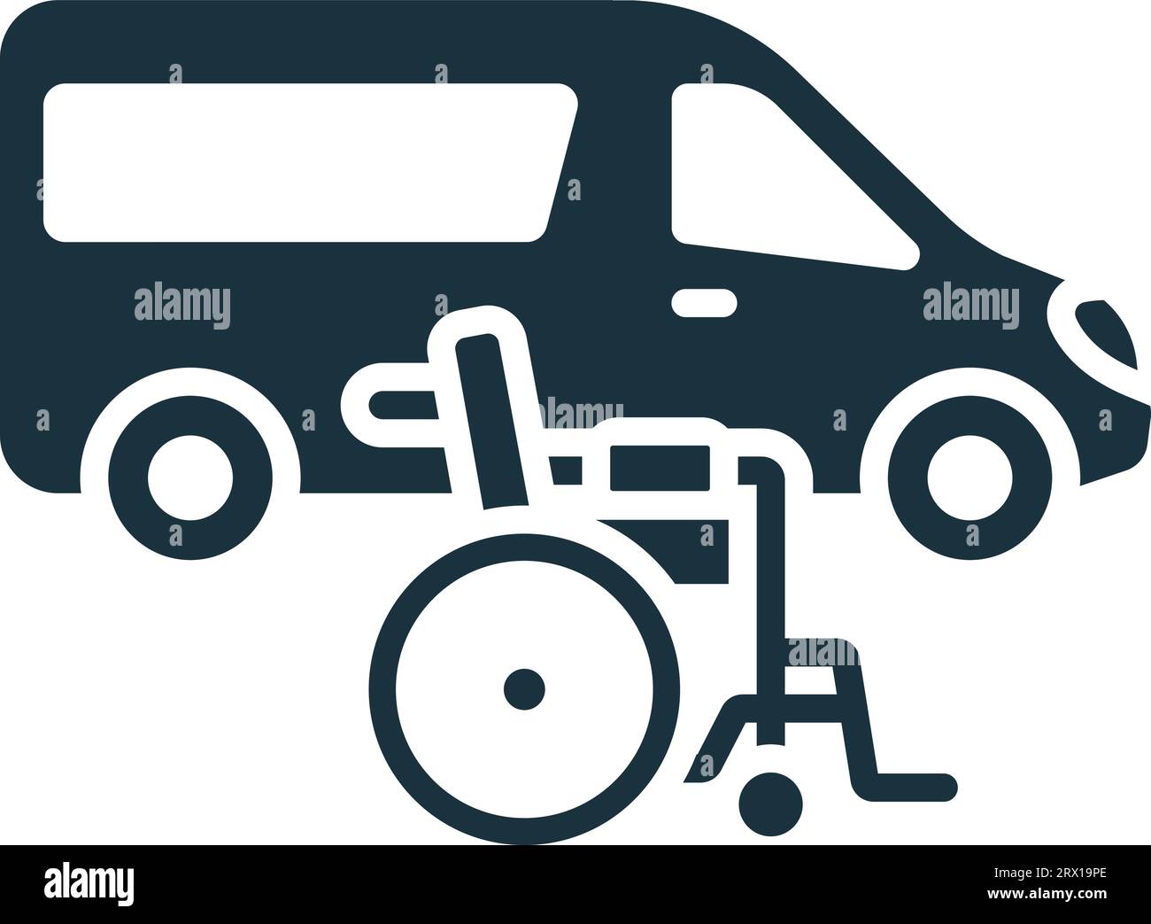 Accessible transportation icon. Monochrome simple sign from social ...