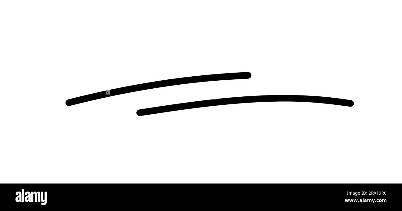 Black hand drawn abstract two lines art element. Brush stroke vector ...