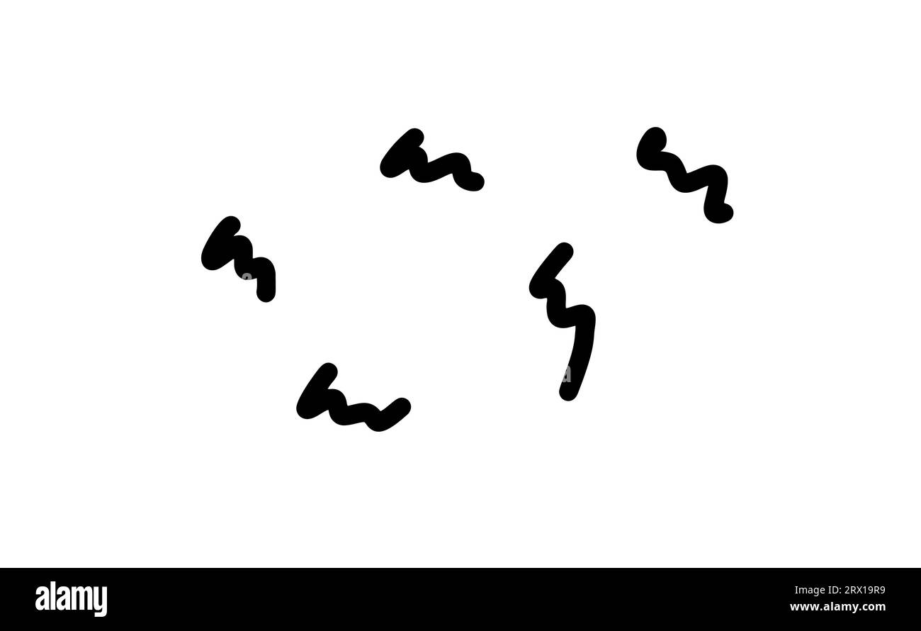 Black hand drawn curved swirled lines set. Scribble curly brush strokes ...