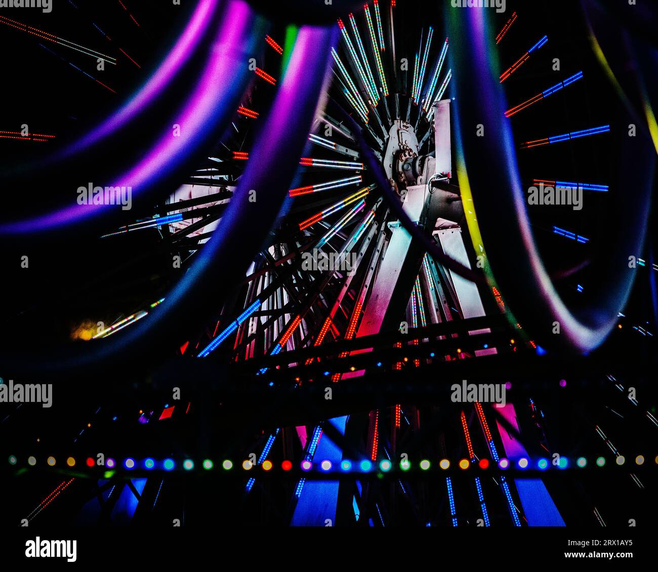 Colorful lights at an amusement park Stock Photo - Alamy