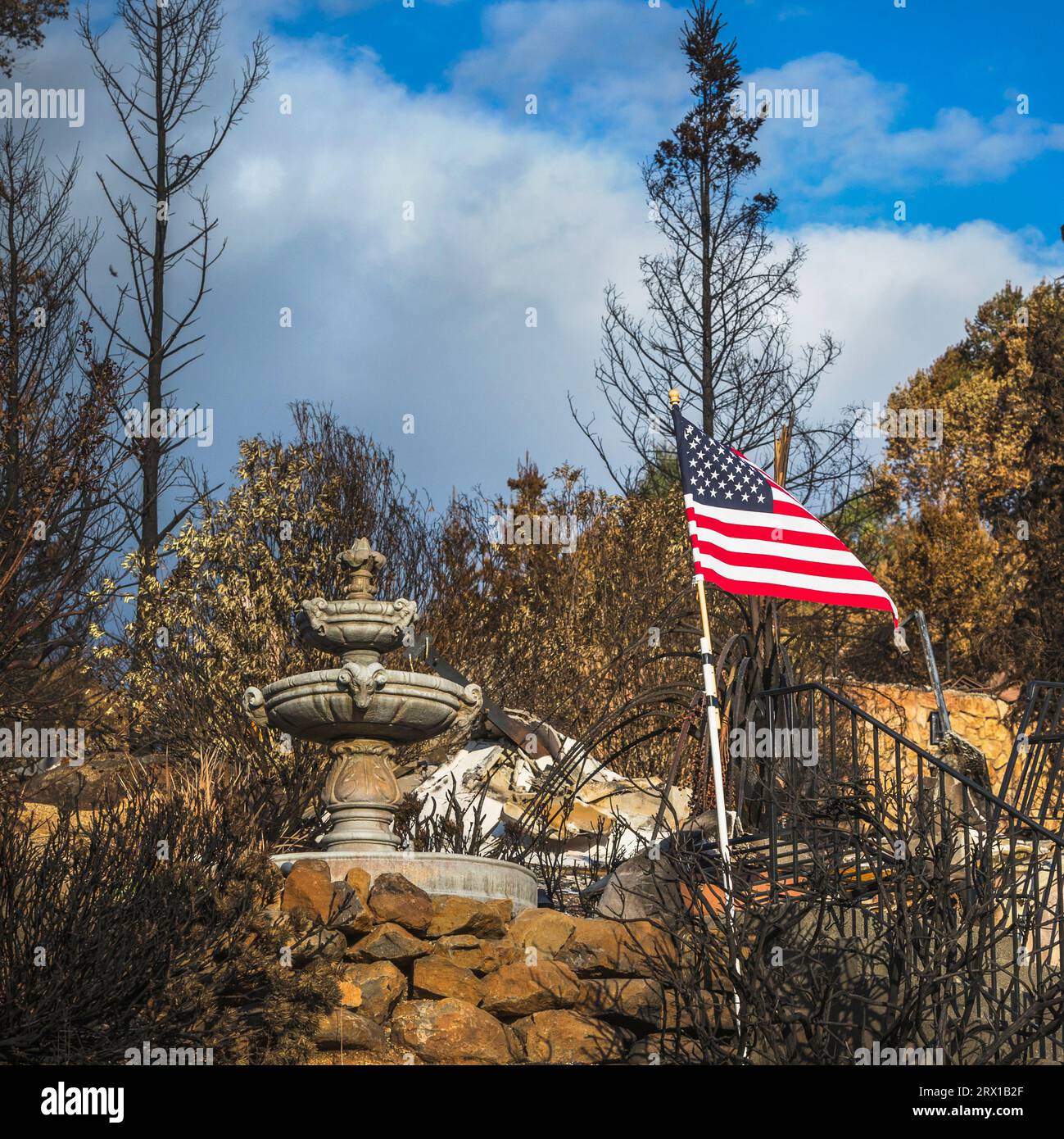 Burnt remains from Tubbs Fire, Santa Rosa, California, USA Stock Photo ...