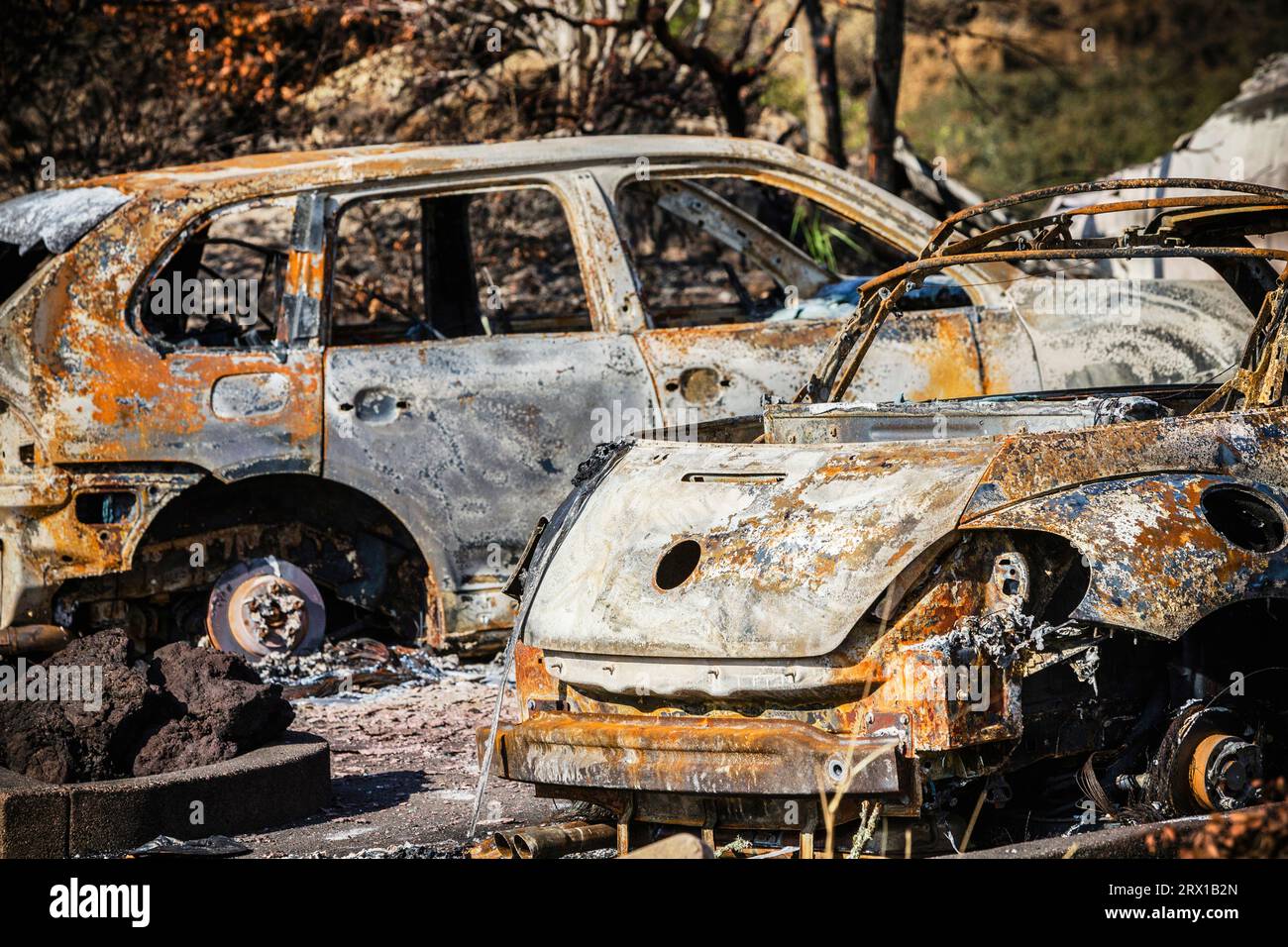 Burnt remains from Tubbs Fire, Santa Rosa, California, USA Stock Photo ...
