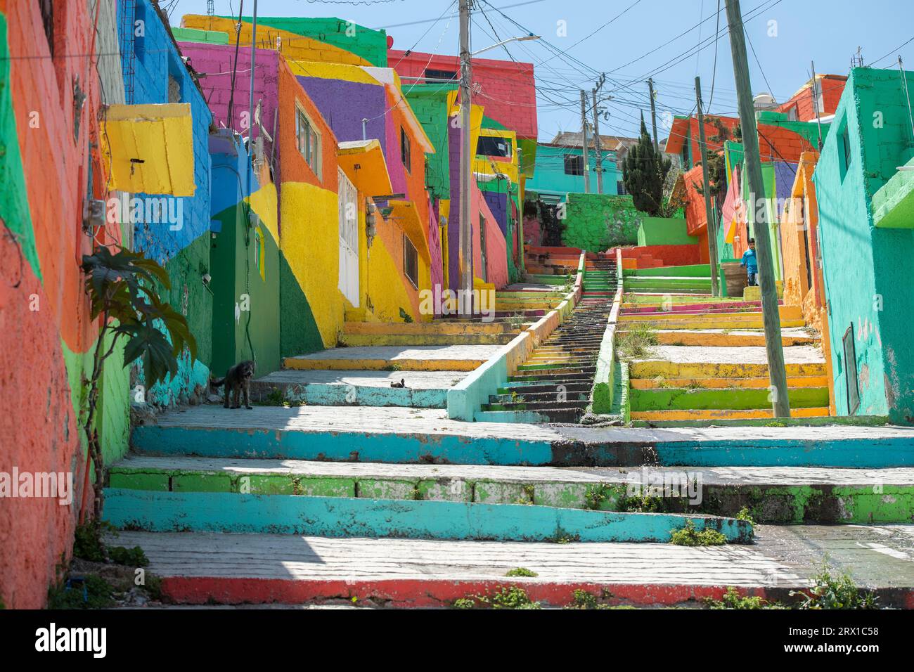 Cubitos colorful neighborhood in Pachuca, Hidalgo, Mexico Stock Photo ...