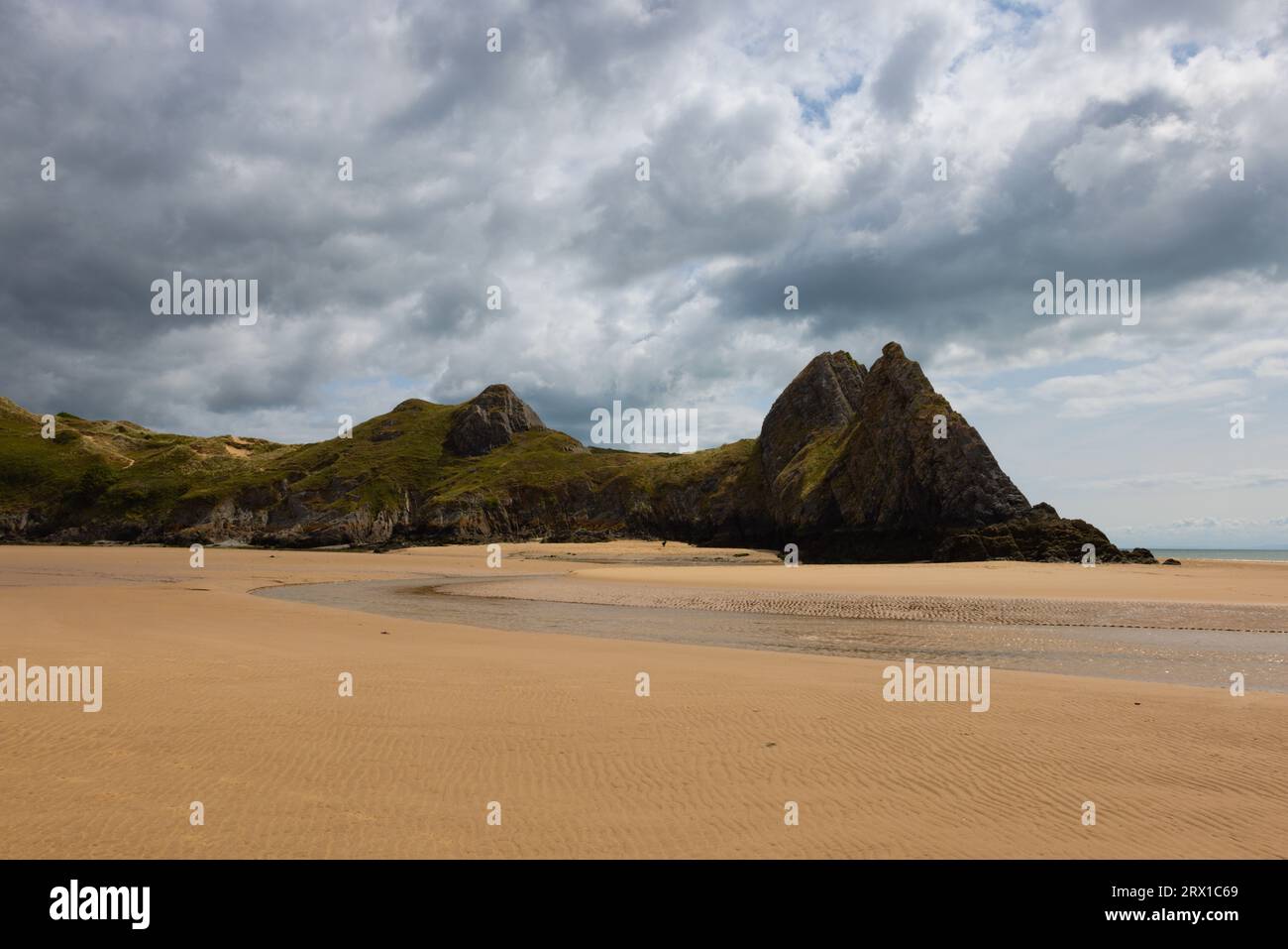 Three Cliffs Bay.The famous coastline of the Gower Peninsula Stock ...