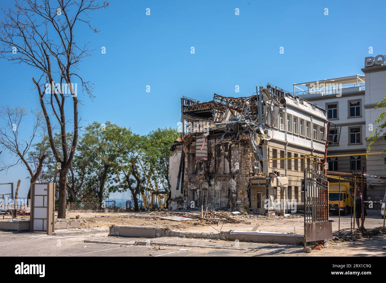 office building damaged by a Russian rocket in Odessa, Ukraine Stock ...