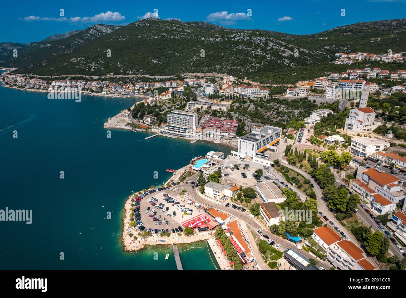 Panoramic Aaerial view of Neum, only coastal town in Bosnia and ...