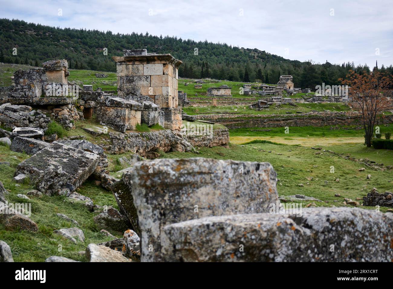 Ancient, aged building in ruins with stone walls and cloudy sky Stock ...