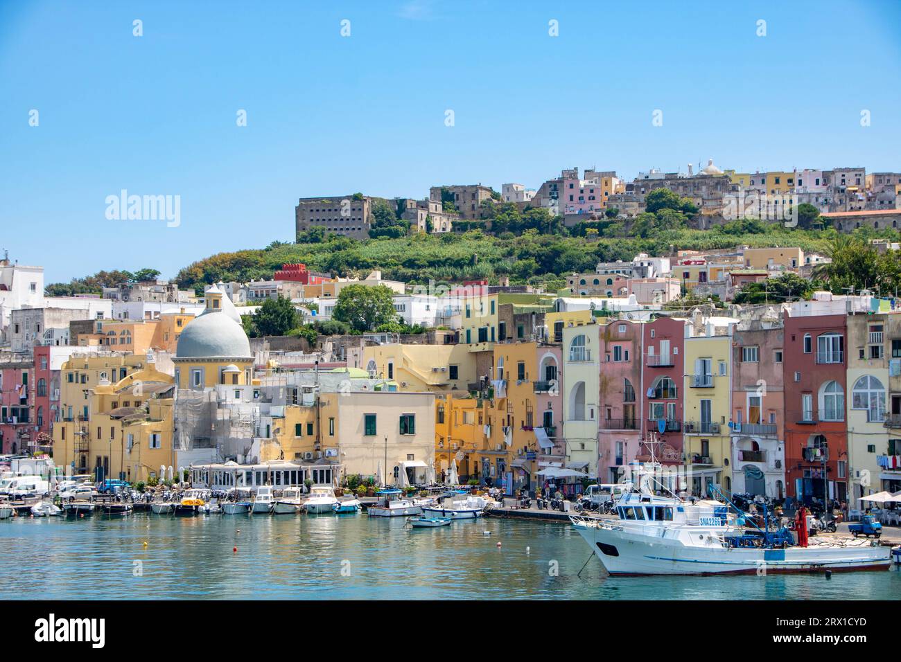 Marina Grande, the main port of the enchanting island of Procida Stock ...