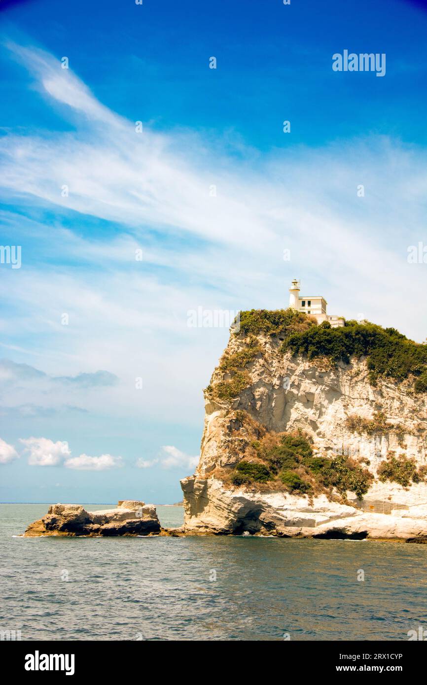 Cape Miseno with its lighthouse in Pozzuoli gulf Stock Photo - Alamy