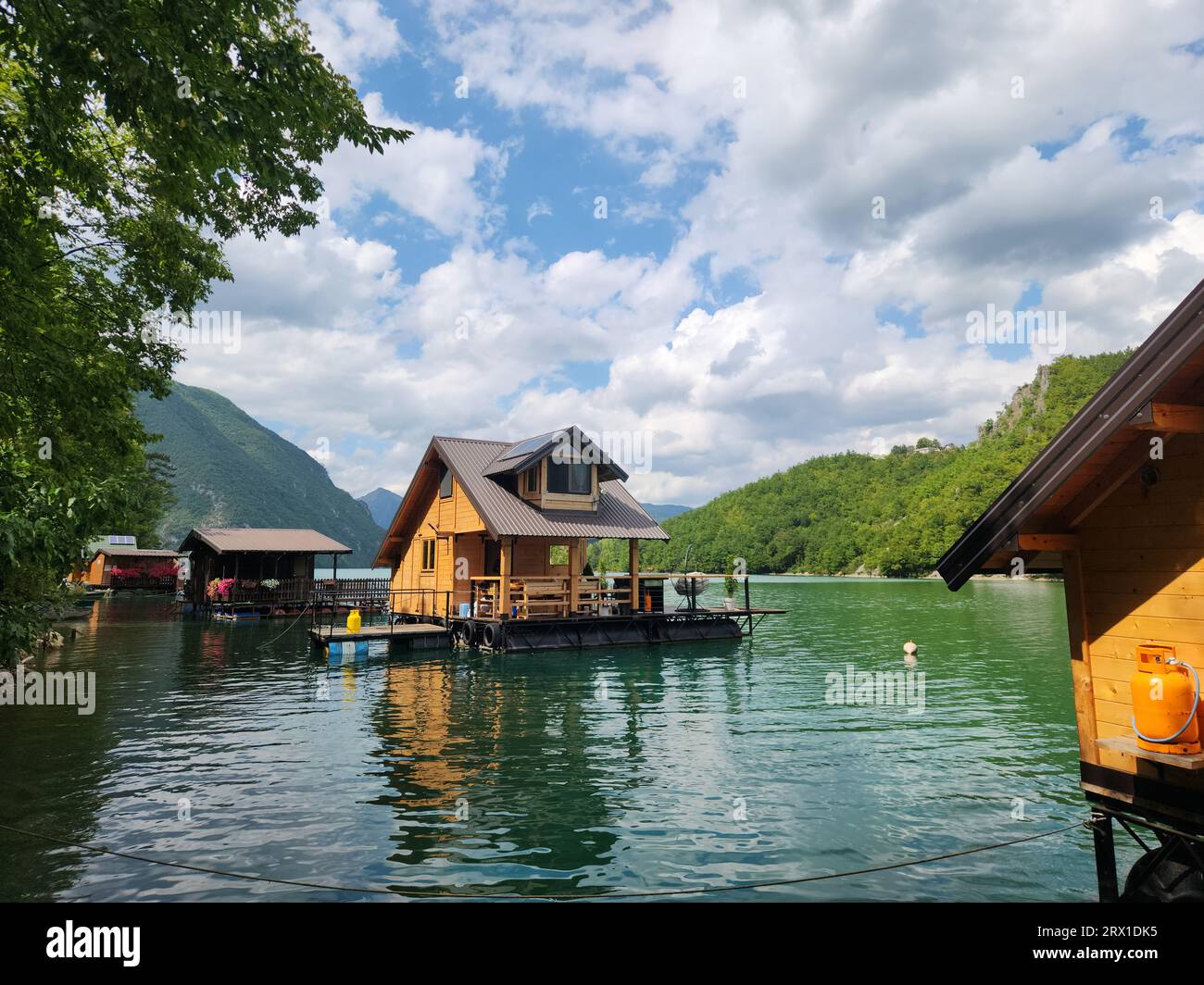 Floating Homes With a View of Bosnia Stock Photo - Alamy