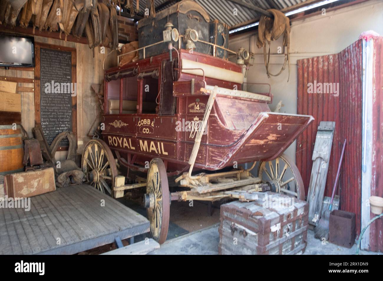 Old Cobb and Co Vintage horse drawn carriage better known as a stage ...