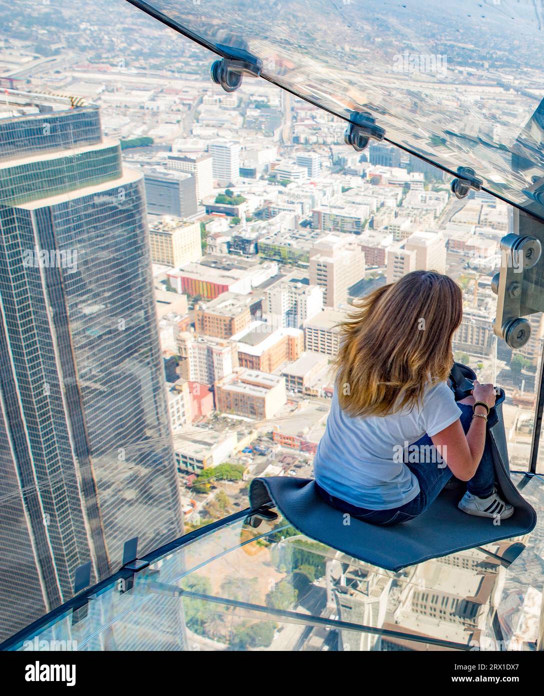 USA California Los Angeles LA OUE Skyspace city of angels slide over LA ...