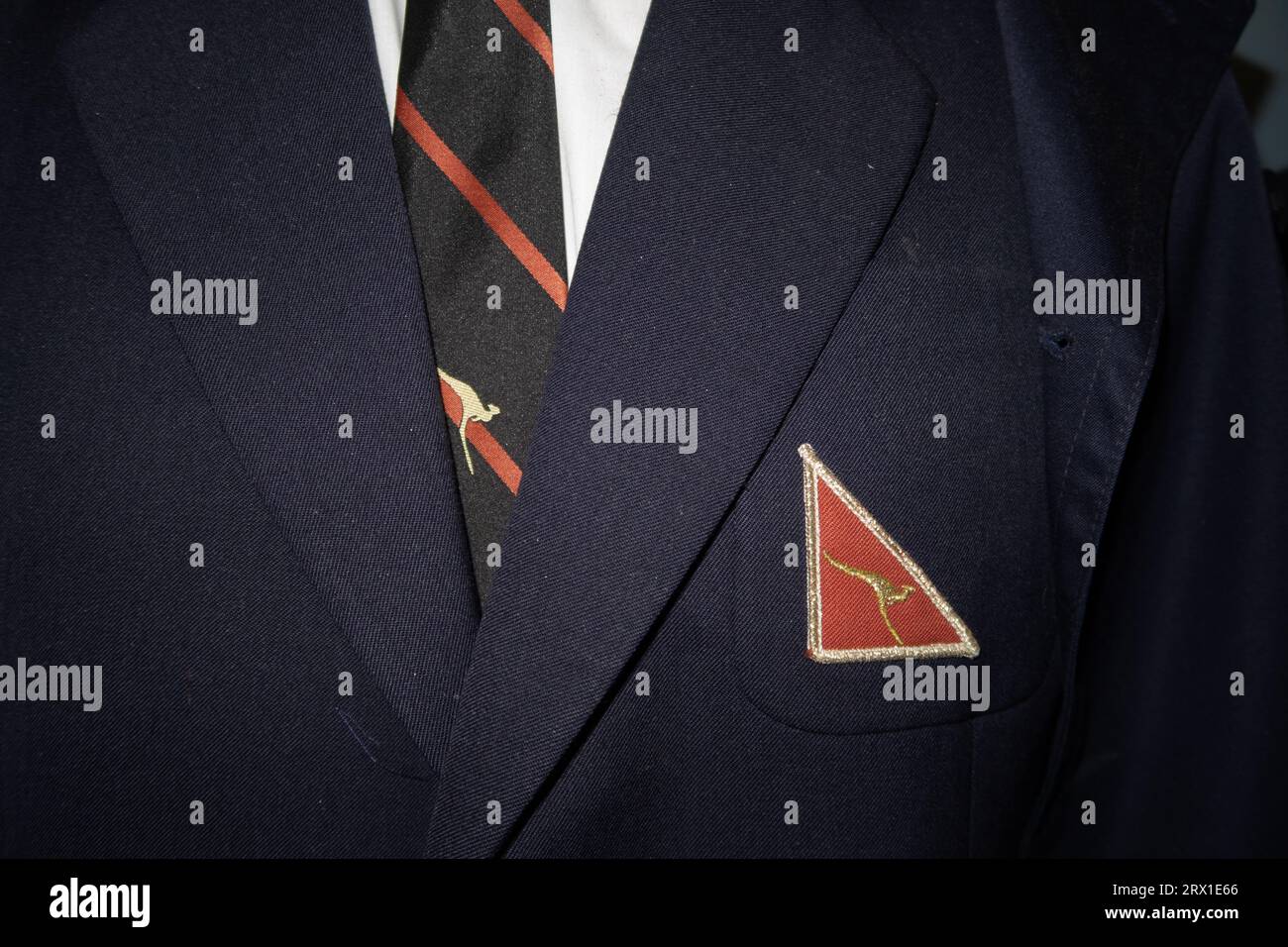 close up details of vintage Qantas staff uniforms, Queensland Australia ...