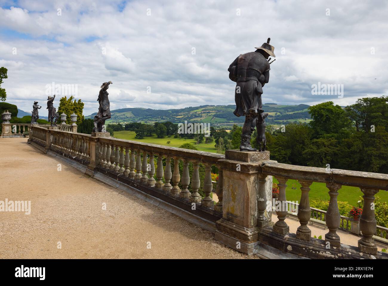 On the Powis Castle terrace overlooking the gardens. Powis is a Stock ...