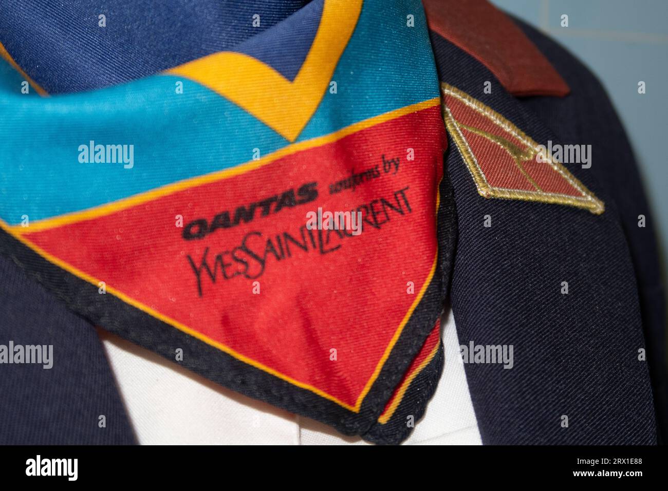 close up details of vintage Qantas staff uniforms, Queensland Australia ...