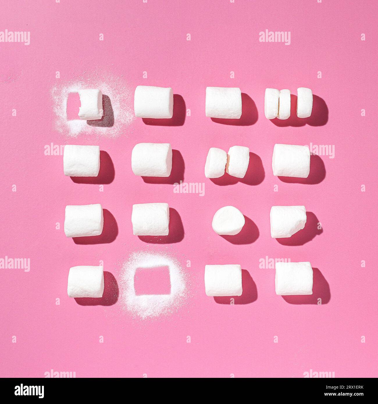 sweet marshmallow pattern on pink background. Minimal Stock Photo - Alamy