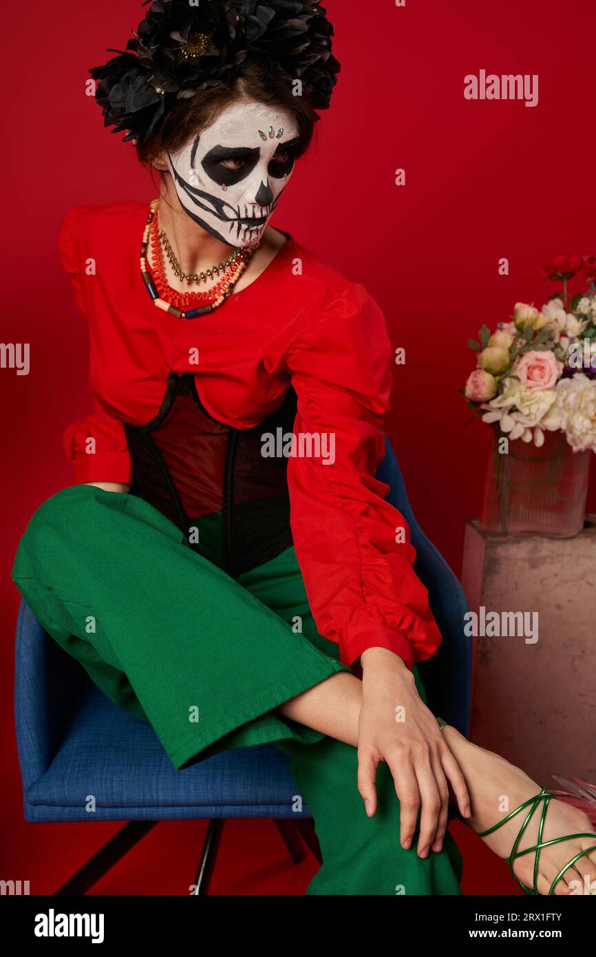 La catrina skeleton dia de los muertos folk art hi-res stock ...