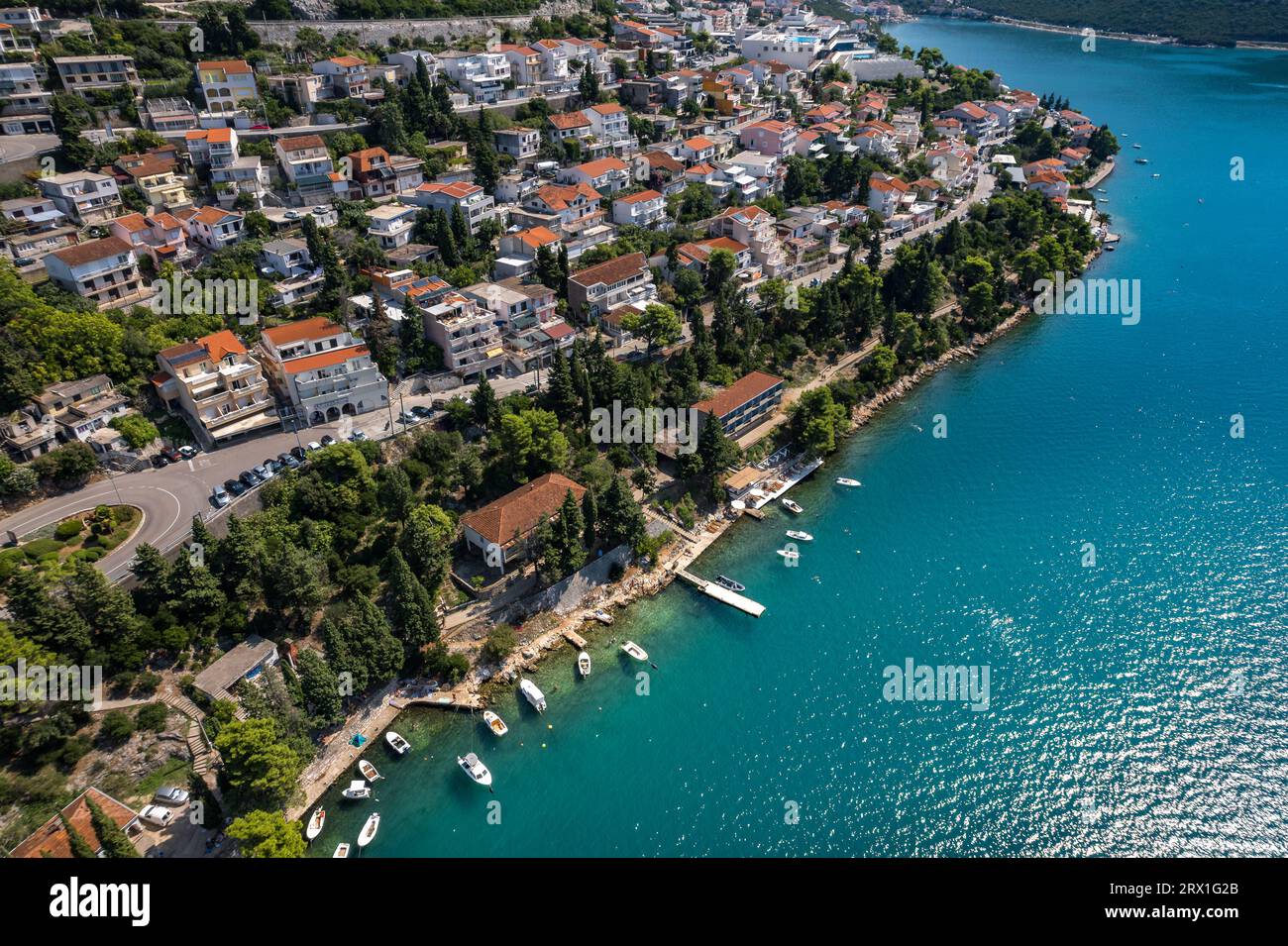 Panoramic Aaerial view of Neum, only coastal town in Bosnia and ...