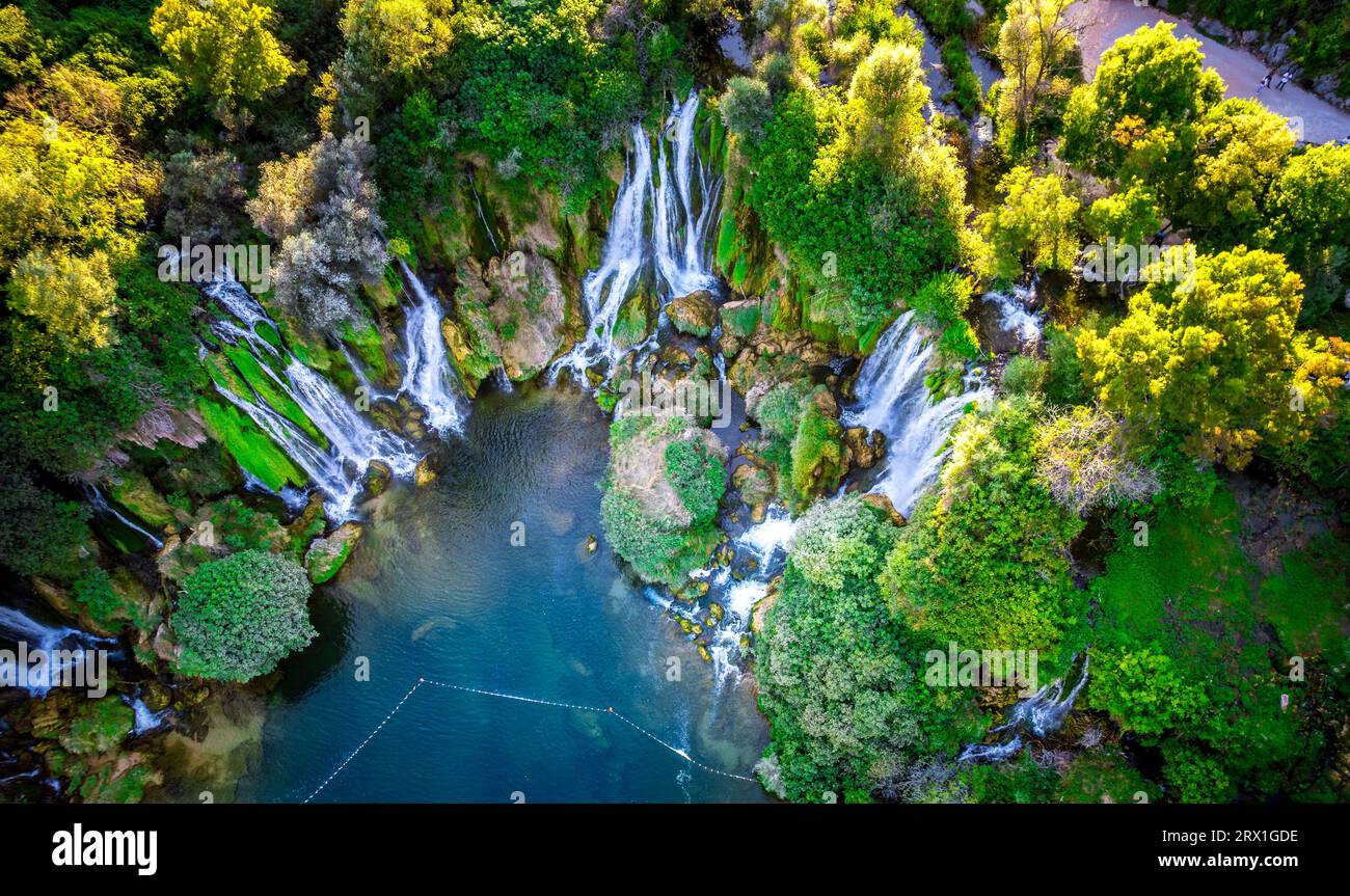 Aerial view of Kravica Waterfalls - Vodopad Kravica, Bosnia and ...