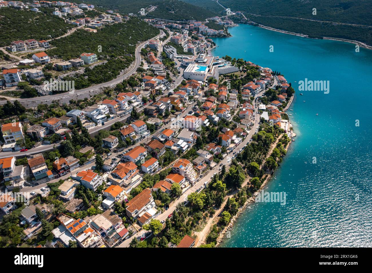 Panoramic Aaerial view of Neum, only coastal town in Bosnia and ...