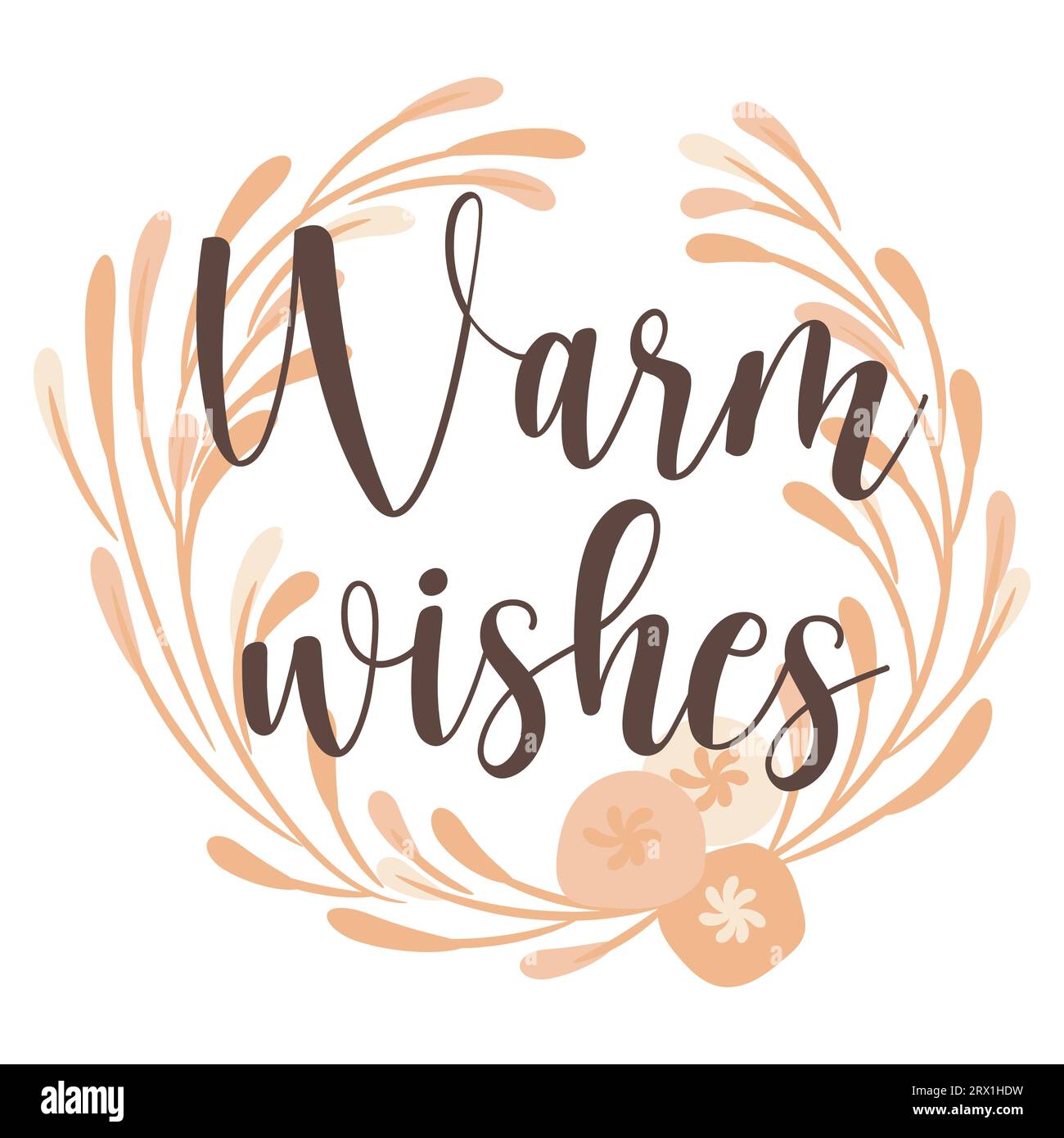 Warm wishes. Abstract foliage wreath. Vector illustration Stock Vector ...