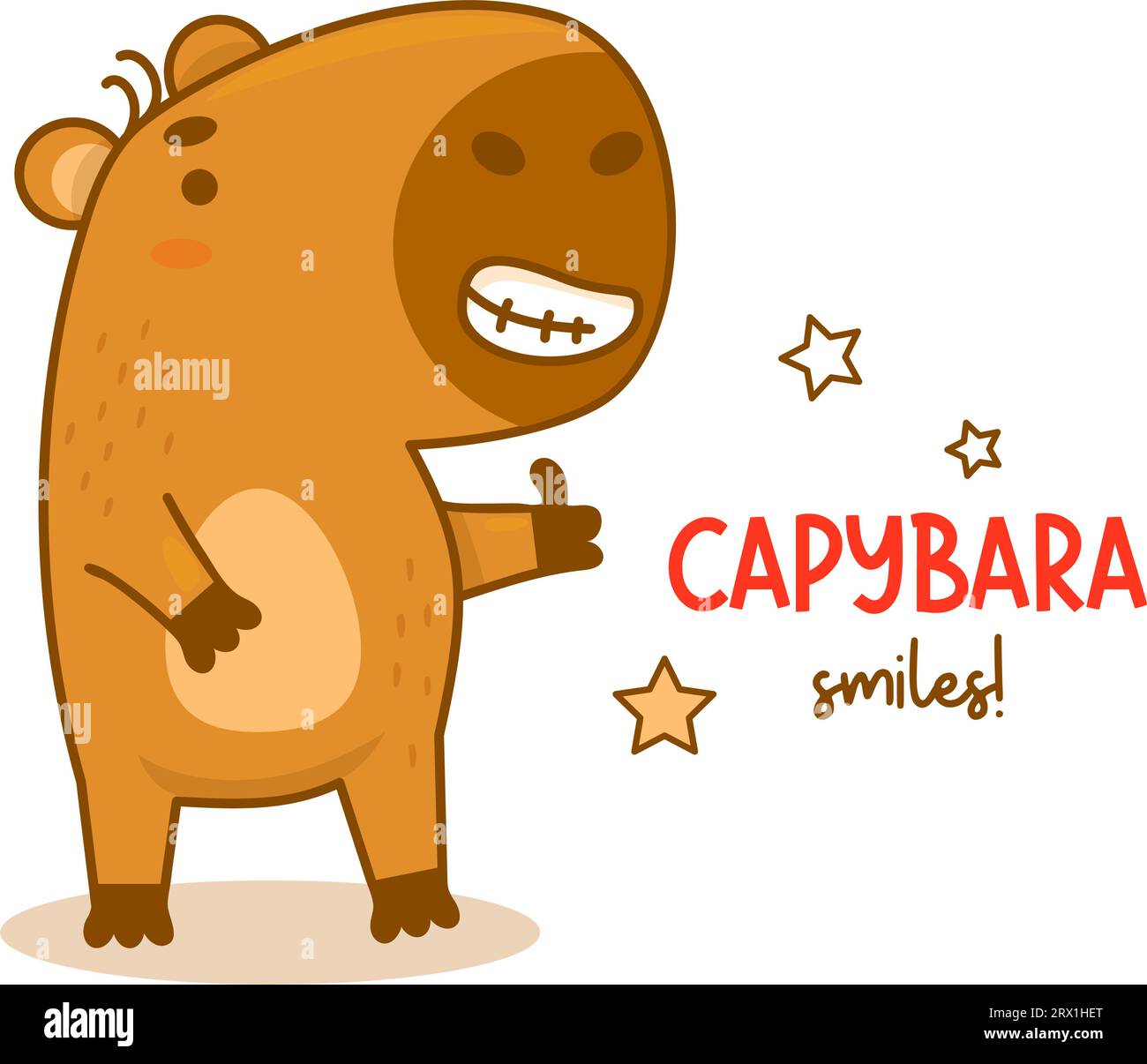 Cute smiling capybara. Vector illustration. Funny animal character ...