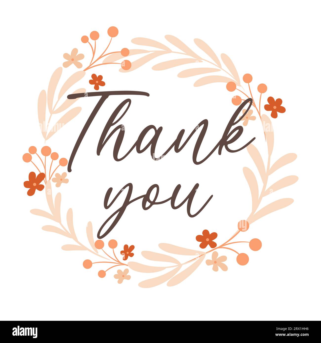 Thank you. Abstract foliage wreath. Vector illustration Stock Vector ...