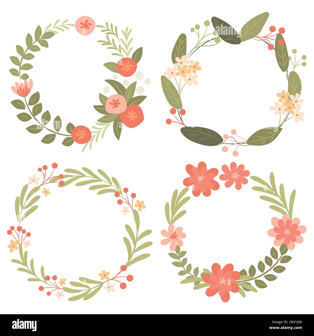 Set of four abstract foliage wreaths. Vector illustration Stock Vector ...