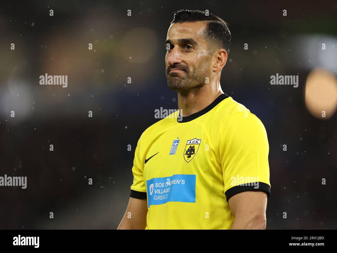 Brighton and Hove, UK. 21st Sep, 2023. Ehsan Hajsafi of AEK Athens ...