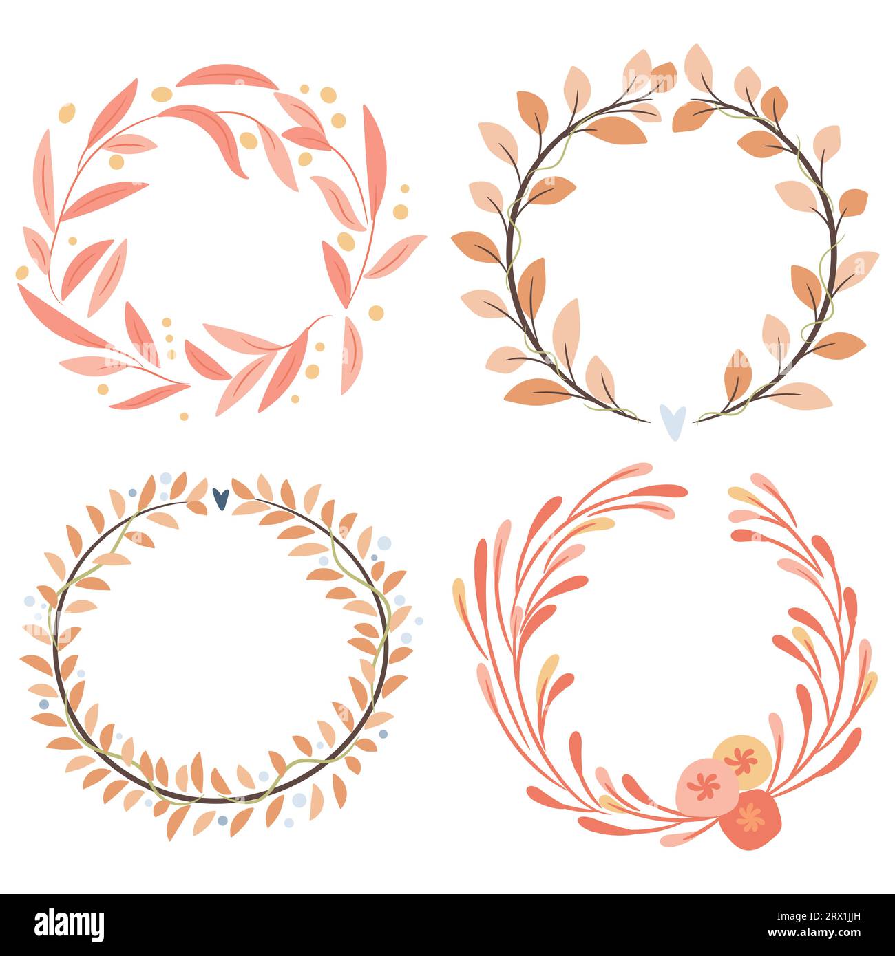 Set of four abstract foliage wreaths. Vector illustration Stock Vector ...