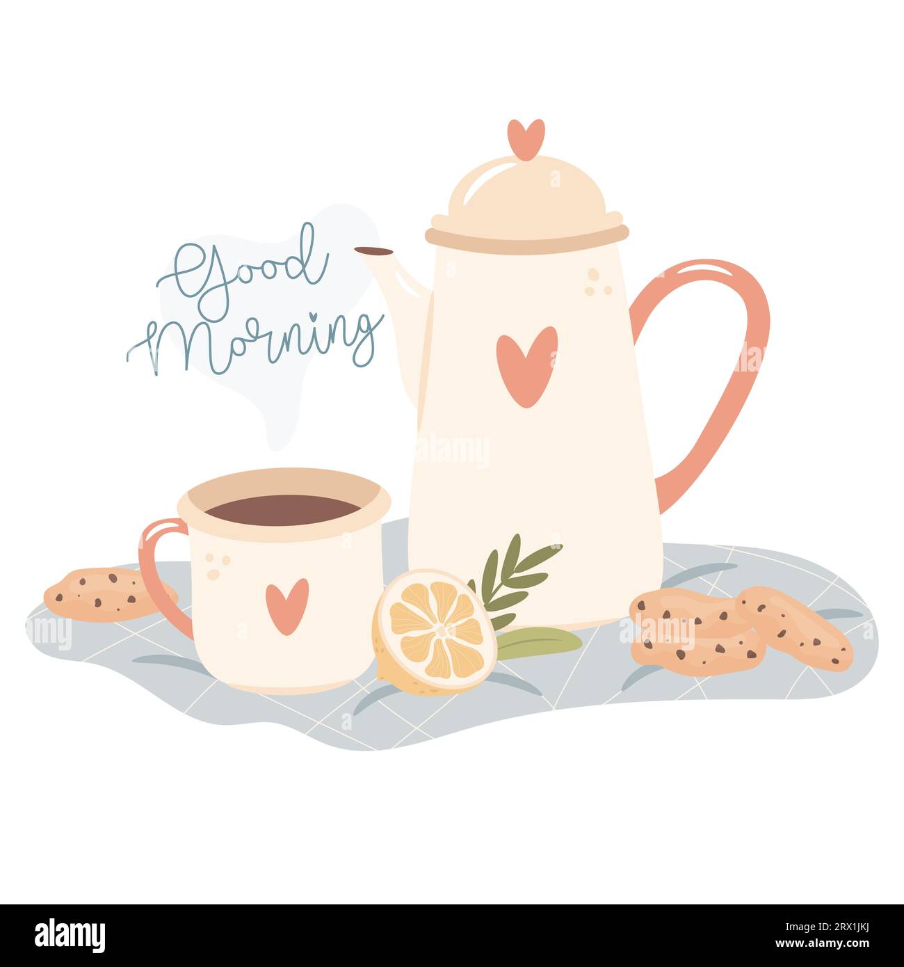 Good morning. Tea pot and lemons. Cozy morning breakfast concept Stock ...