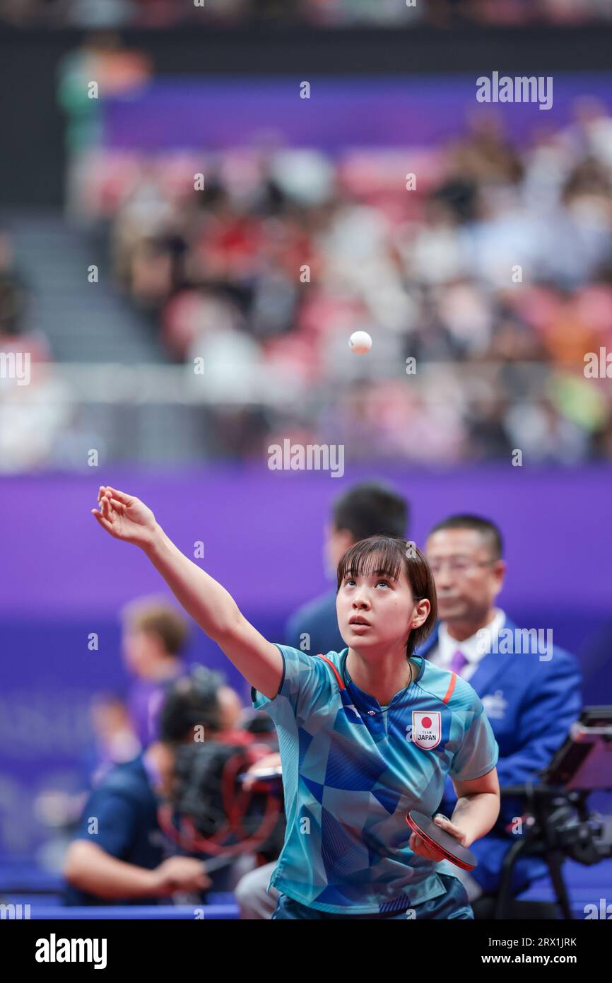 Hangzhou, China. 22nd Sep, 2023. Miyu Nagasaki (JPN) Table Tennis : Women's Team Preliminary ...