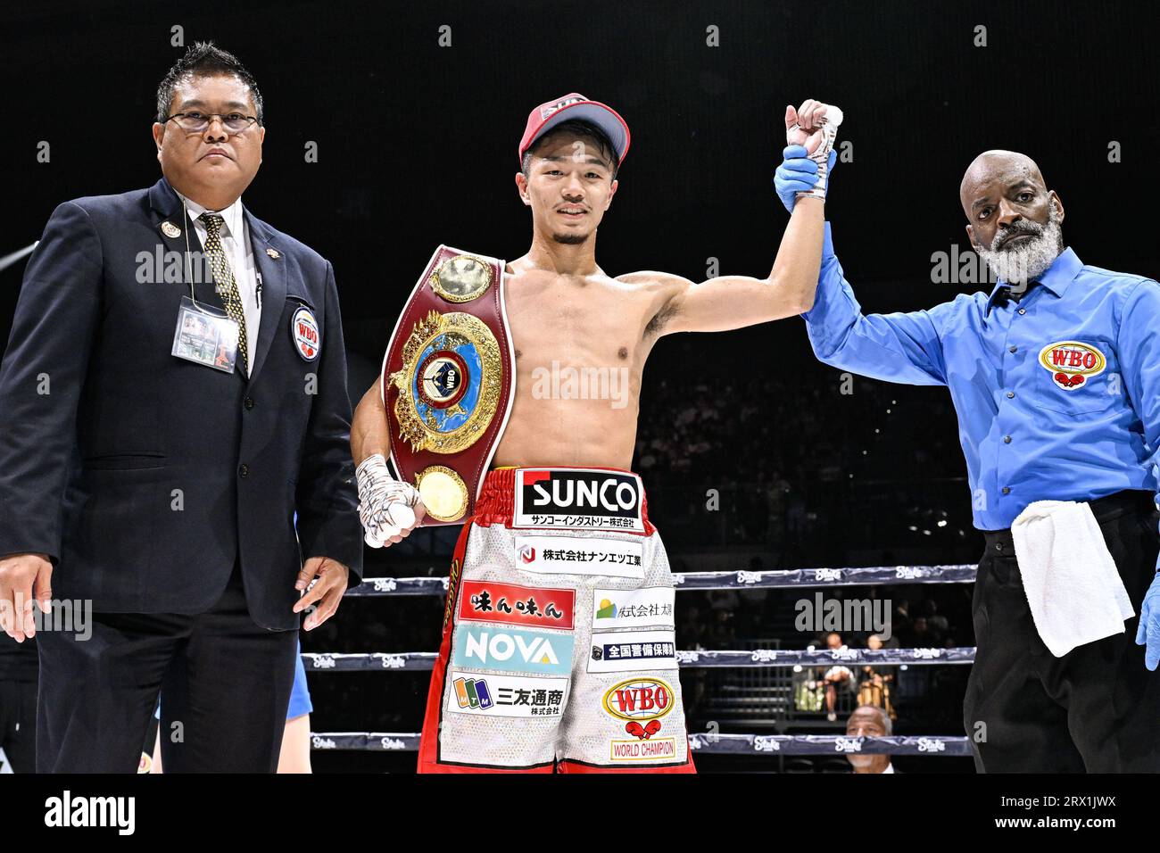 Champion Junto Nakatani won the WBO super flyweight title boxing bout at Ariake Arena on ...