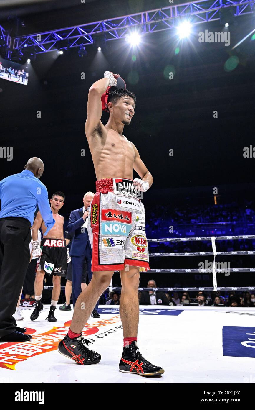 Champion Junto Nakatani (white trunks) of Japan won against challenger ...