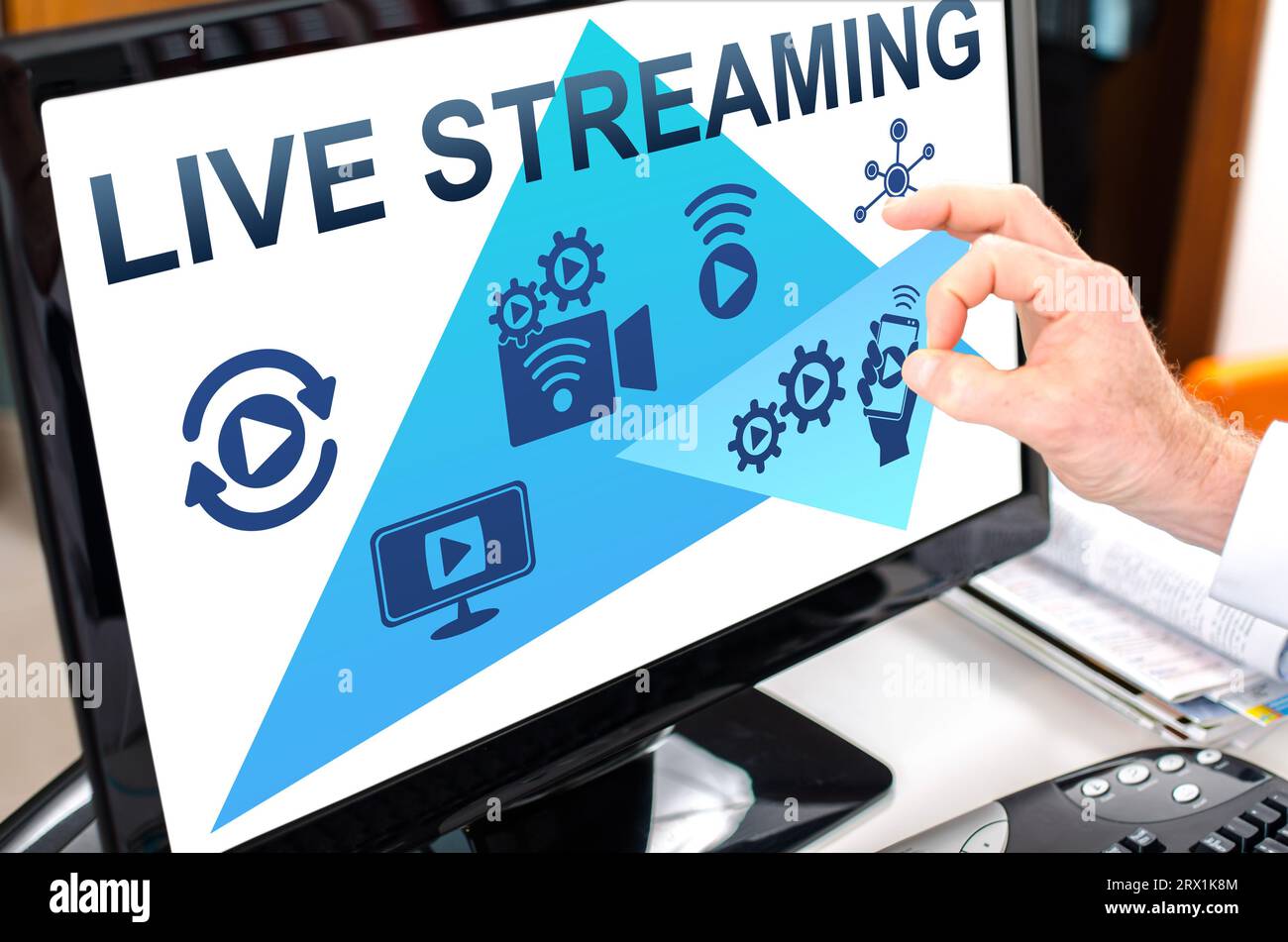 Live streaming concept shown on a computer screen Stock Photo - Alamy