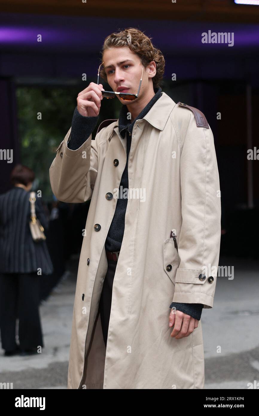 Milan, Italy. 22nd Sep, 2023. Mattia Carrano arrives at the Tod's ...