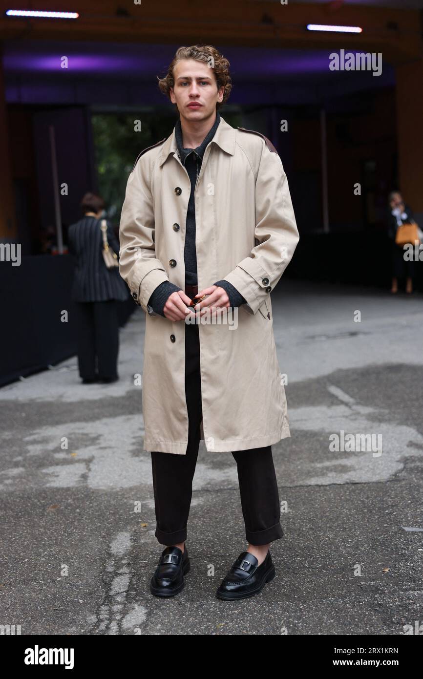 Milan, Italy. 22nd Sep, 2023. Mattia Carrano arrives at the Tod's ...