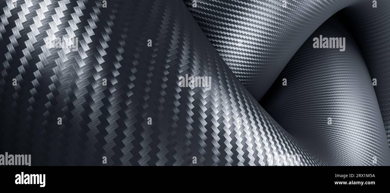 curved and sinuous shapes in carbon fibre. 3d render background Stock ...