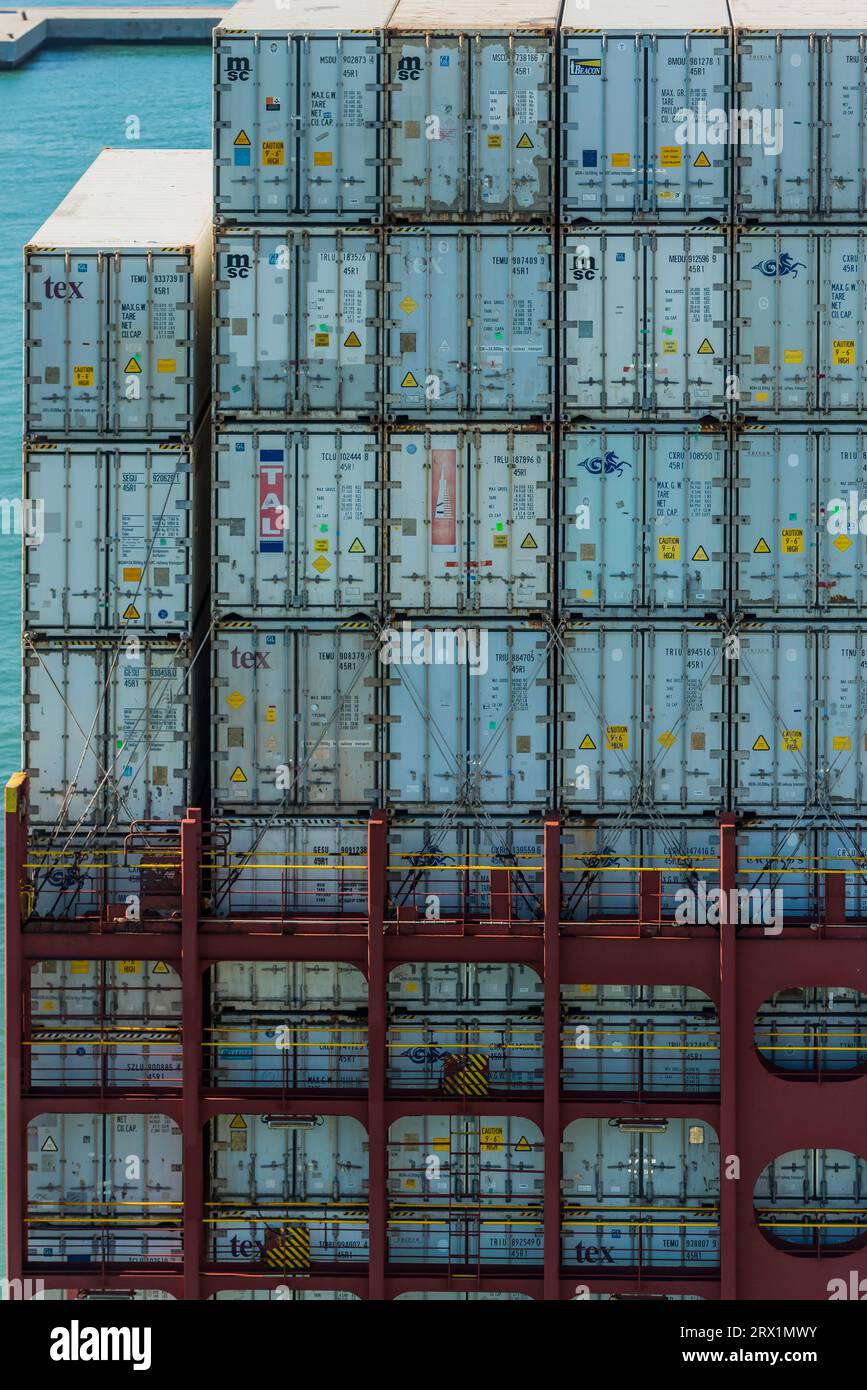 Transport freighter with shipping containers Stock Photo - Alamy