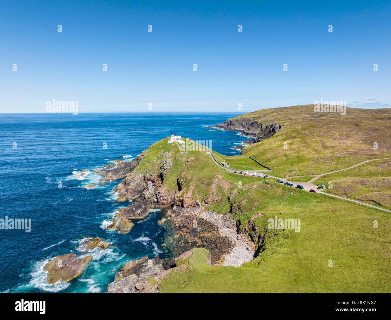 Aerial view of the lighthouse at Stoer Head, County Sutherland ...